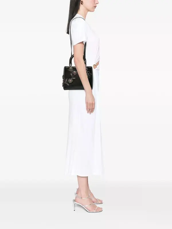 Dior 2014 Medium Beaded Floral Embellished Lambskin Lady Satchel