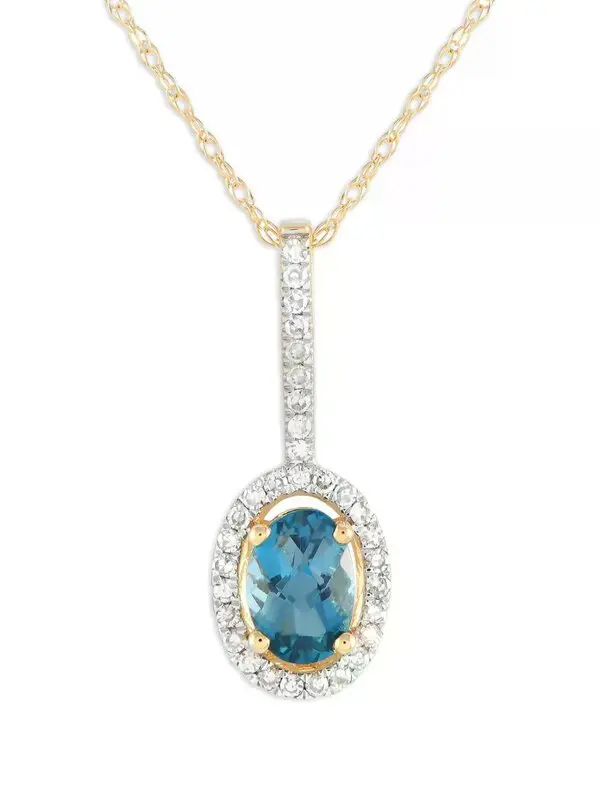 LB EXCLUSIVE 14kt Yellow Diamond And Blue Topaz Pendant Necklace - Gold