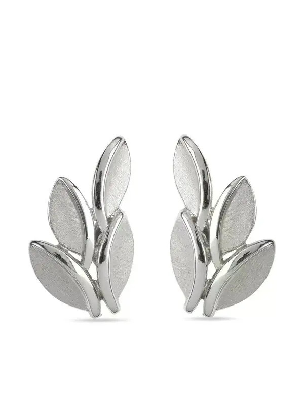 SUSAN CAPLAN 1960s Trifari Leaf-motif Clip-on Earrings - Silver