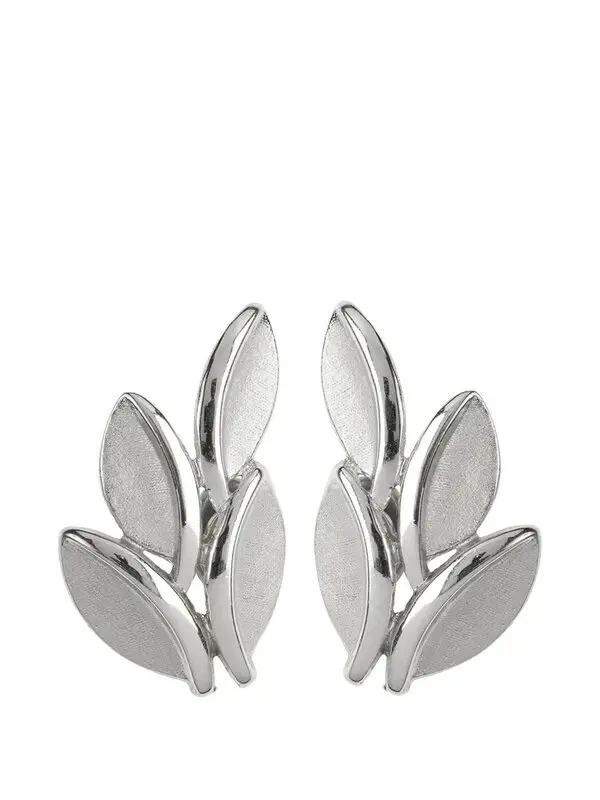 SUSAN CAPLAN 1960s Trifari Leaf-motif Clip-on Earrings - Silver