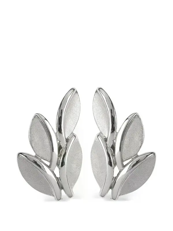 SUSAN CAPLAN 1960s Trifari Leaf-motif Clip-on Earrings - Silver