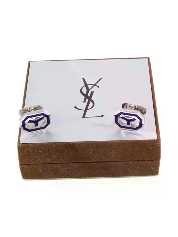 Saint Laurent 1990s Octagonal Logo Cufflinks