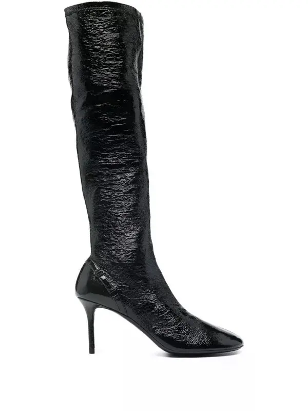 COURREGES 75mm Oblique Stiletto-heel Boots - Black