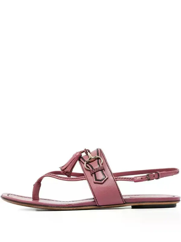 Gucci Leather Flat Sandals - Red
