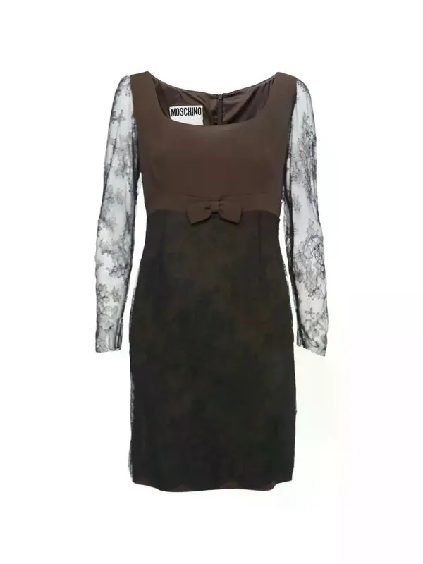 Moschino Mini Dress With Bow And Lace Details - Brown