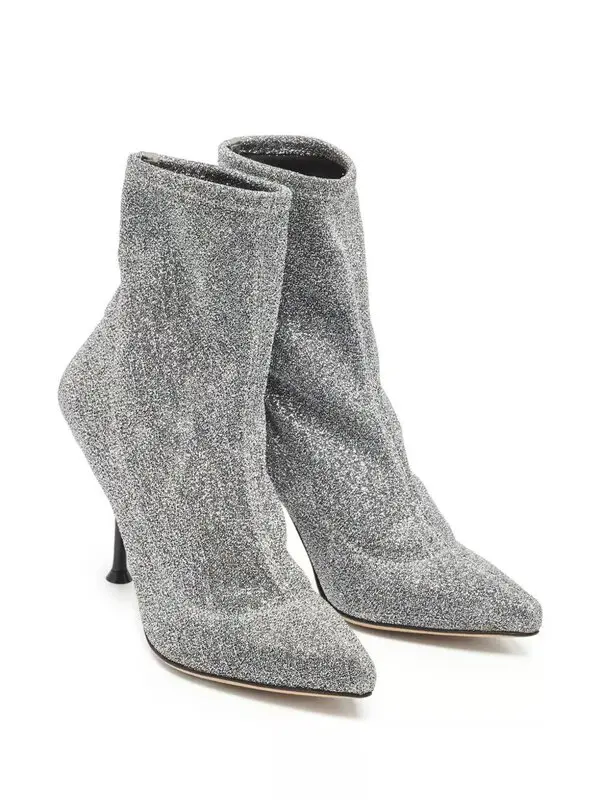 SERGIO ROSSI 90mm Embellished Ankle Boots - Silver