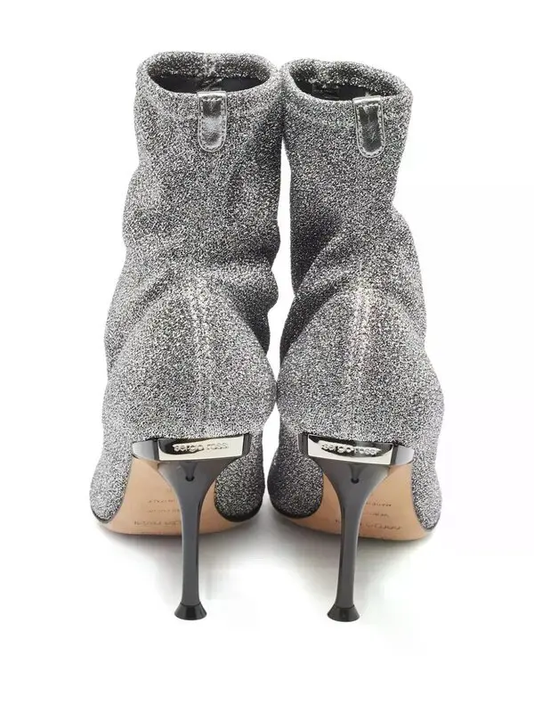 SERGIO ROSSI 90mm Embellished Ankle Boots - Silver