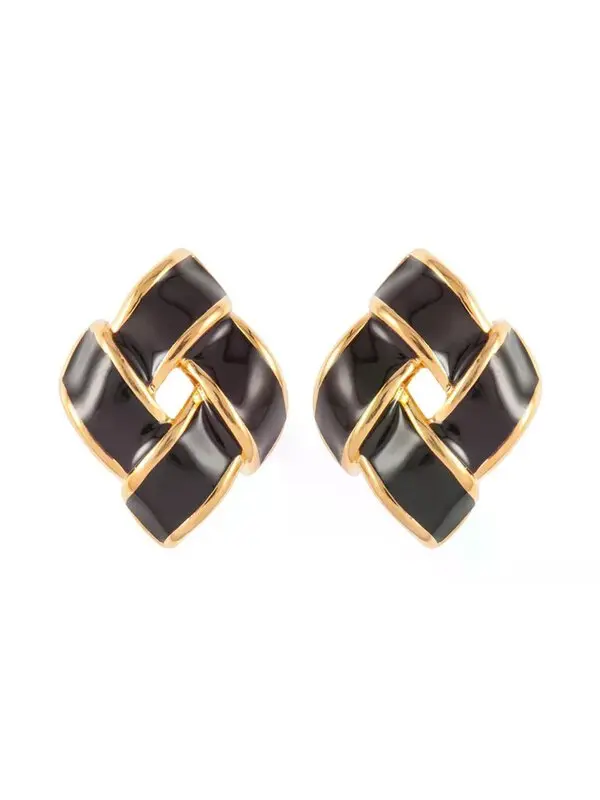 SUSAN CAPLAN 1990s D'orlan Clip-on Earrings - Black