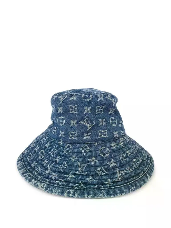 LOUIS VUITTON 1990-2000s Monogram Denim Bucket Hat - Blue