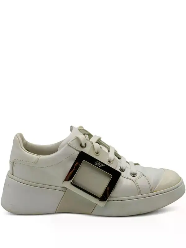 ROGER VIVIER Viv Skate Metal-buckle Sneakers - Neutrals