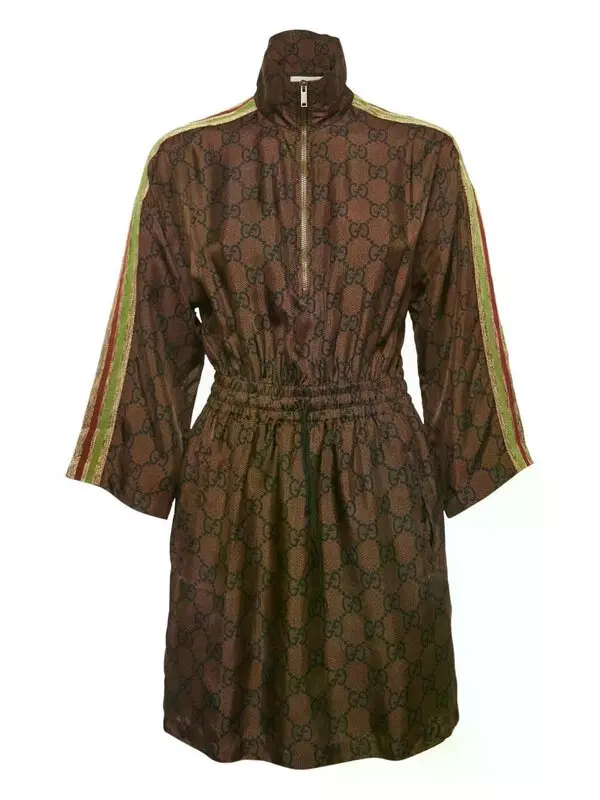 Gucci Gg Monogram Silk Dress