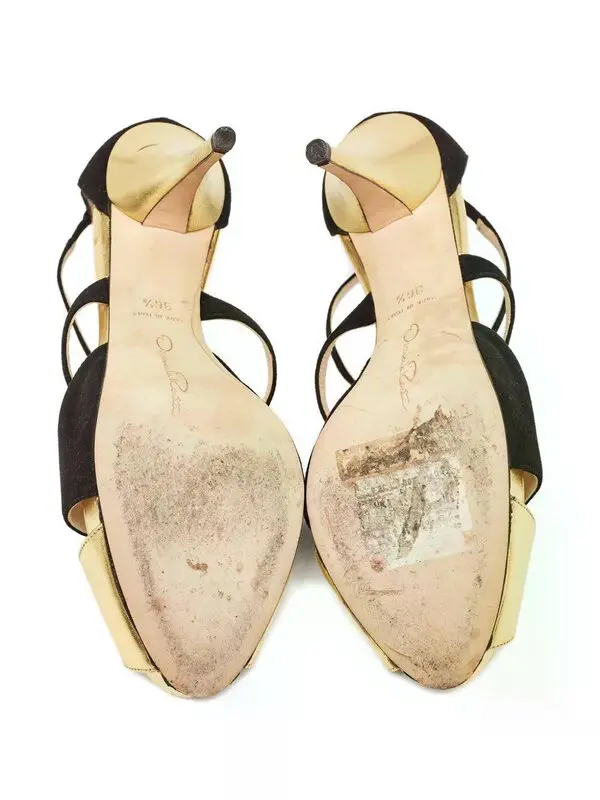 Oscar De La Renta 110mm T-strap Metallic-effect Sandals - Black