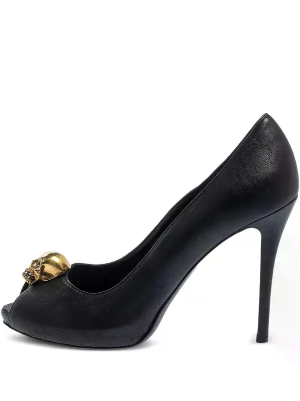 Alexander McQueen 110mm Skull-embellished Peep-toe Pumps - Black