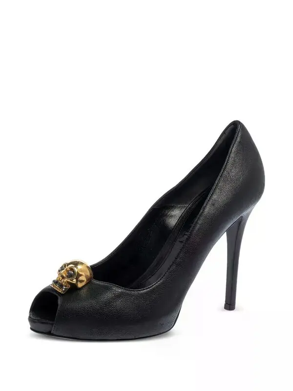 Alexander McQueen 110mm Skull-embellished Peep-toe Pumps - Black