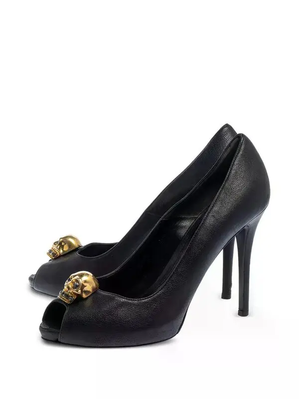 Alexander McQueen 110mm Skull-embellished Peep-toe Pumps - Black