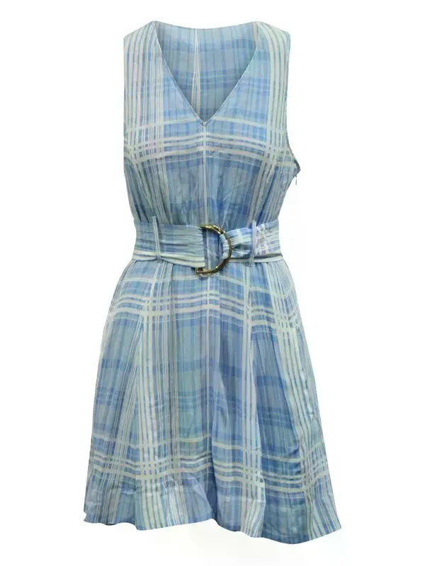 Diane Von Furstenberg Plaid Mini Dress - Blue