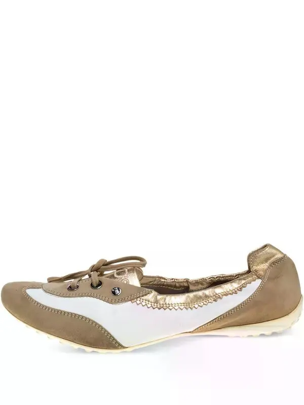 TOD'S Suede Lace-up Ballet Flats - Gold