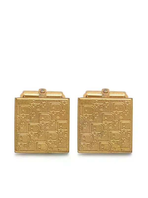 Dior 1990s Oblique Monogram Cufflinks - Gold