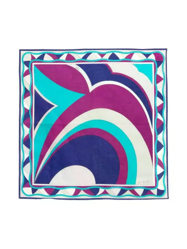 Emilio Pucci 2000s Small Cotton Scarf - Blue