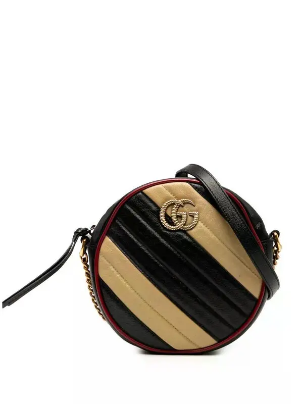 Gucci Mini Gg Marmont Matelassé Leather Torchon Round Crossbody Bag - Black
