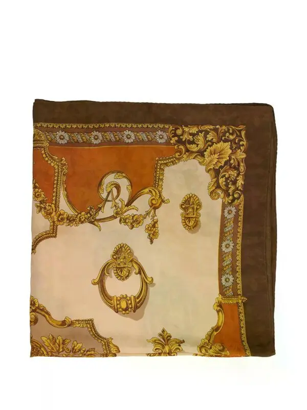 Vintage Baroque-print Silk Scarf - Neutrals