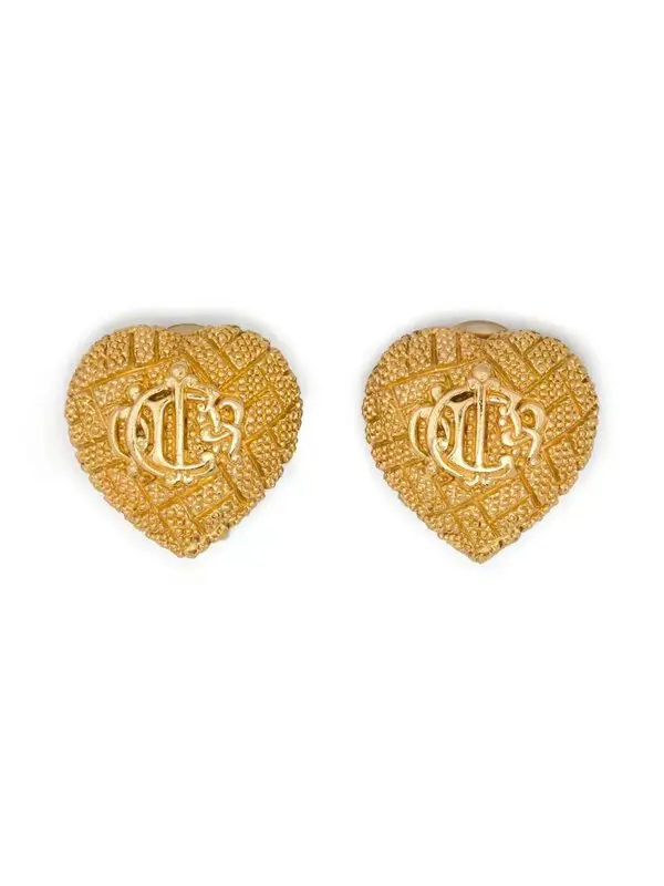 Dior 1990s Heart-shaped Stud Earrings - Gold