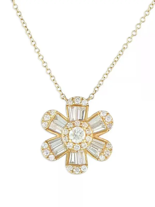 LB EXCLUSIVE 14k Yellow Diamond Floral Pendant Necklace - Gold