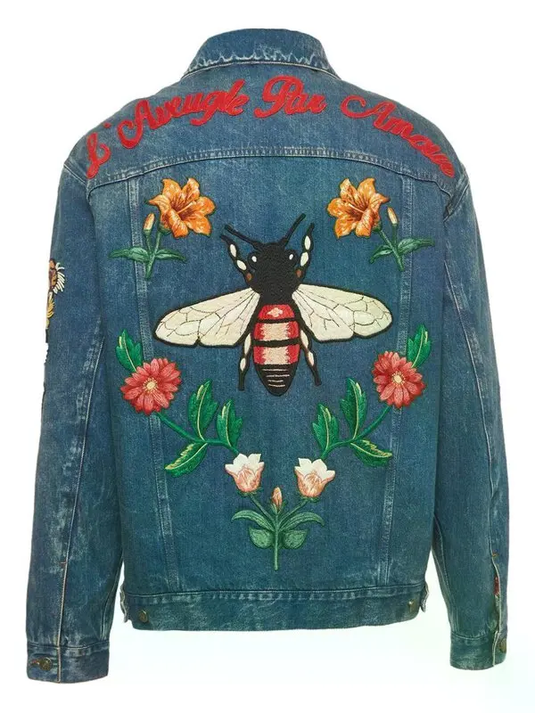 Gucci Floral-embroidered Denim Jacket
