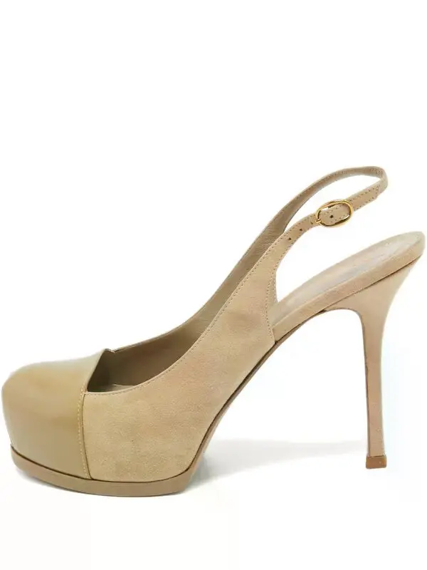 Saint Laurent 120mm Leather Heeled Pumps - Neutrals