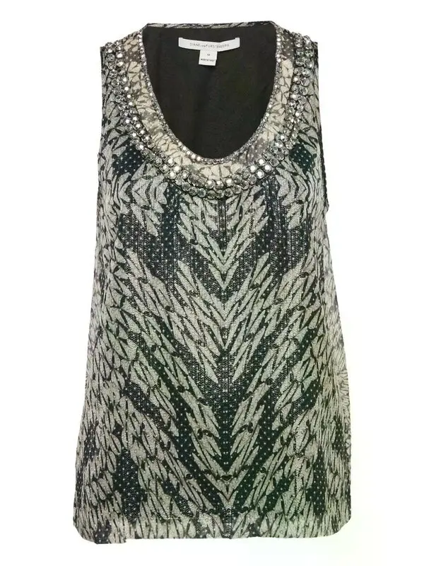 Diane Von Furstenberg Vintage Embellished Pattern Top