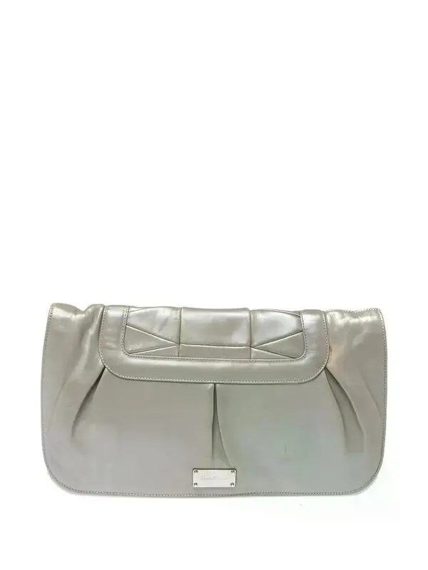 FERRAGAMO Leather Pleated Clutch Bag