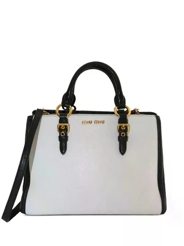 Miu Miu Leather Two-way Handbag - White