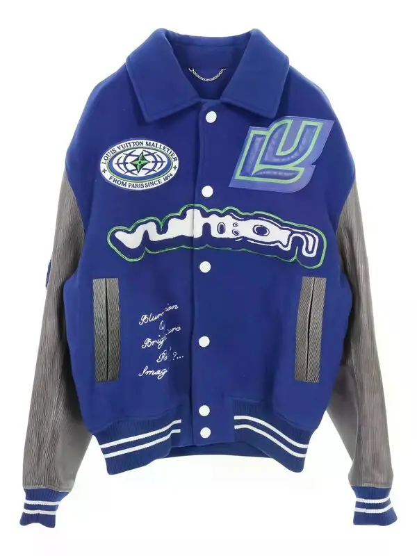 LOUIS VUITTON 2010s Appliqué Varsity Jacket - Blue