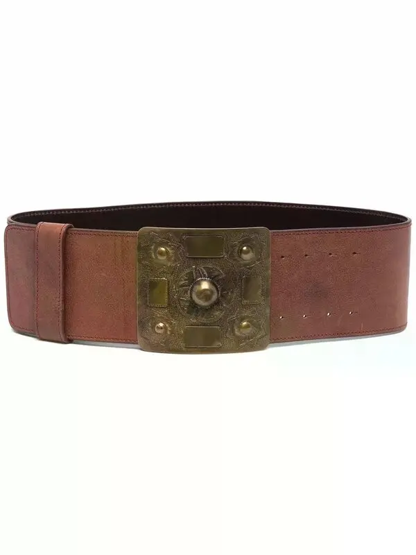 Gianfranco Ferre 2006 Studded Buckle Leather Belt - Brown