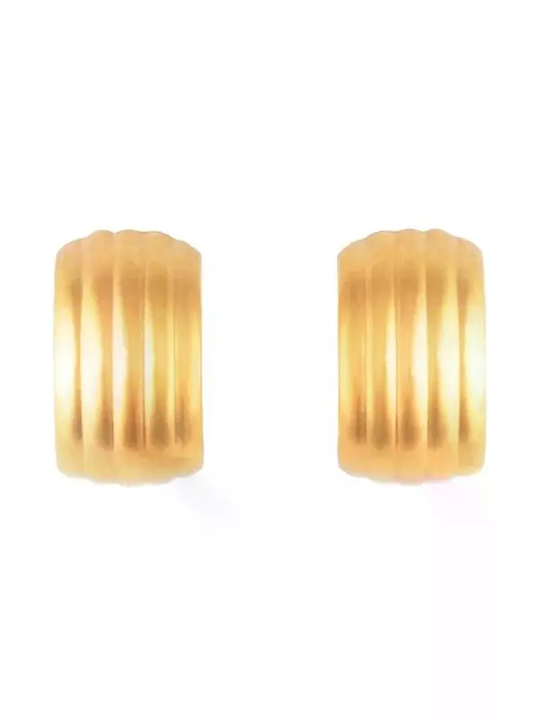 SUSAN CAPLAN 1980s Ribbed Demi-hoop Clip-on Earrings - Gold