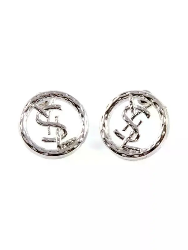 Saint Laurent 2000s Logo-detail Round Earrings - Silver