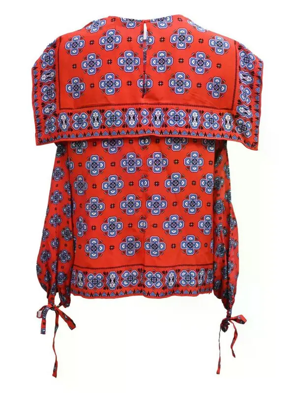 Sandro Dalla Cold-shoulder Mosaic-print Blouse