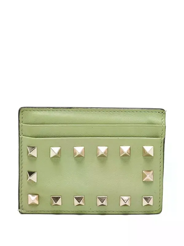 Valentino Garavani Rockstud Leather Card Holder - Green