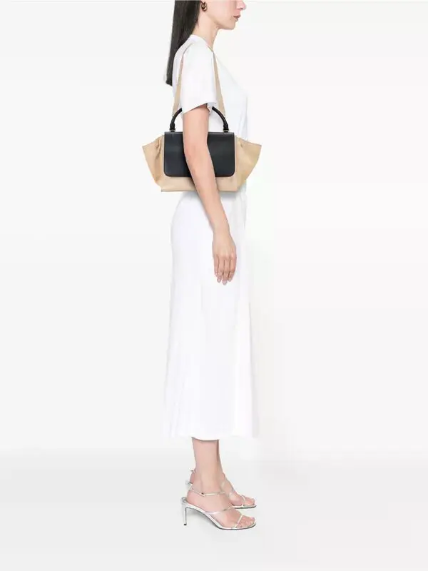 Celine 2012 Bicolor Calfskin And Suede Trapeze Satchel - Brown