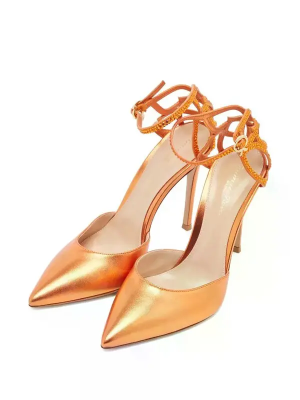 GIANVITO ROSSI 110mm Crystal-embellished Sandals - Orange