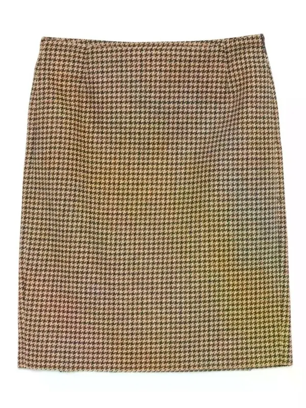 Balenciaga 2000s Houndstooth Mini Skirt - Brown