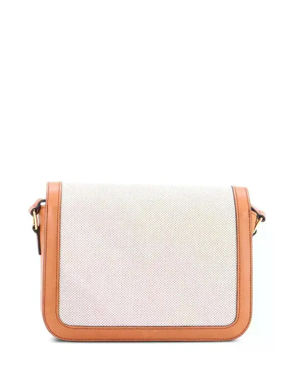 Celine Triomphe Shoulder Bag Canvas With Leather Medium Crossbody Bag - Neutrals