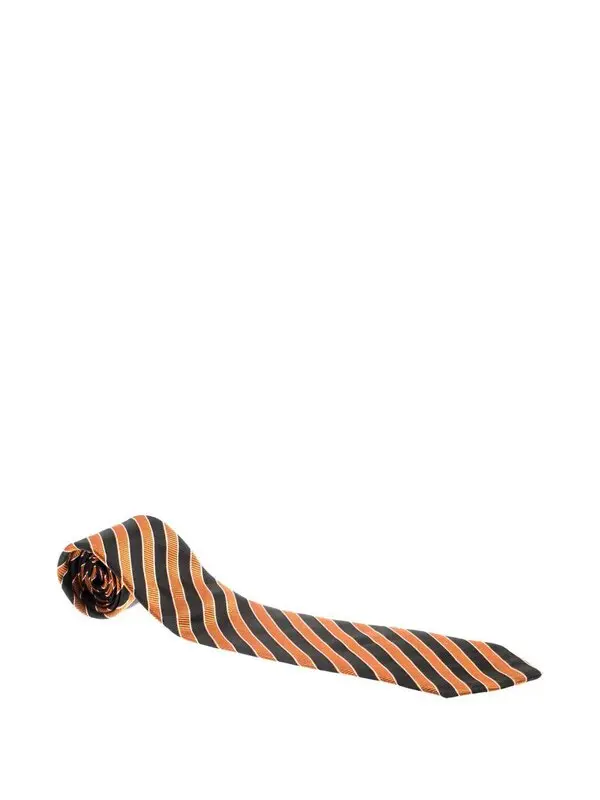 Giorgio Armani Diagonal-stripe Silk Tie - Orange