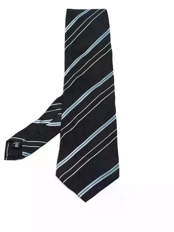 Emporio Armani Striped Silk Tie - Black