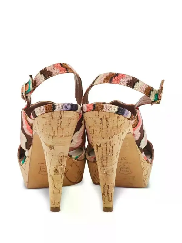 Missoni 130mm Wave Pattern Cork Platform Sandals