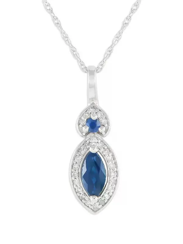 LB EXCLUSIVE 14k White Gold Diamond And Sapphire Necklace - Silver