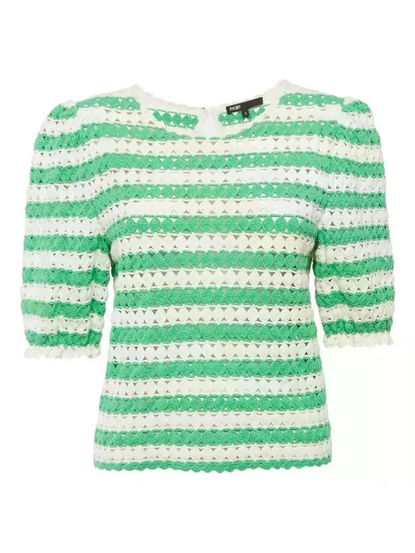 Maje Crochet Striped Sweater