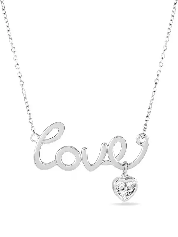 LB EXCLUSIVE 14k White Gold Love-pendant Diamond Necklace - Silver