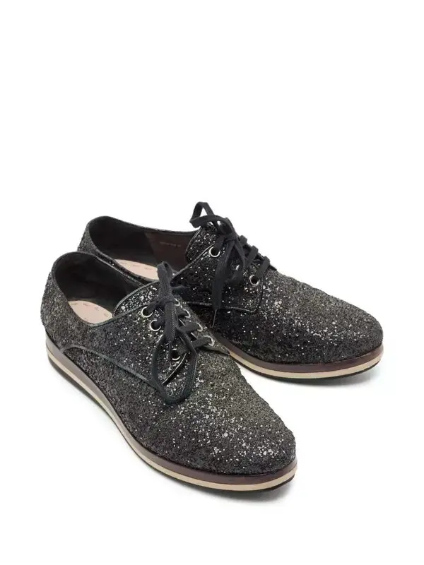 Miu Miu Glitter-embellished Lace-up Shoes