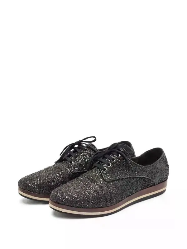 Miu Miu Glitter-embellished Lace-up Shoes